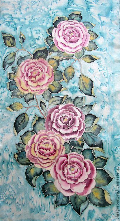 Батик шарф Розы в интернет магазине Ярмарка Мастеров по цене 4300 ₽ 1xgizru Шарфы