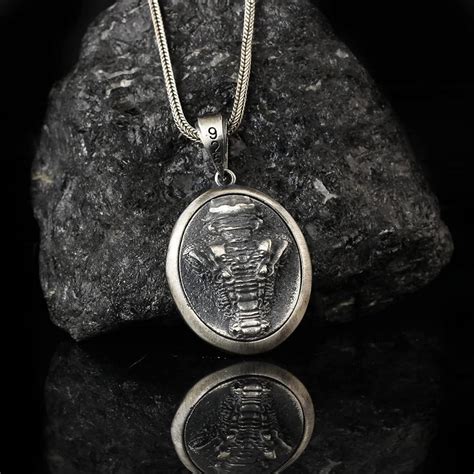 Mens Crocodile Pendant Solid Sterling Silver Croc Necklace Heavy