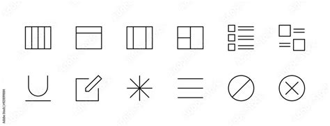 Interface And Essential Outline Icon Set Basic Icons Sidebar Reject Layout Empty Content