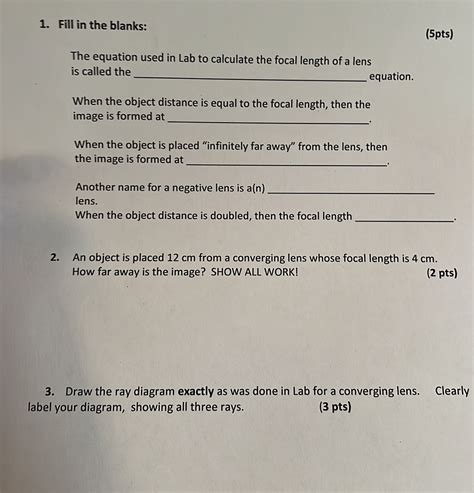 Solved Fill In The Blanks The Equation Used In Lab To Chegg Com