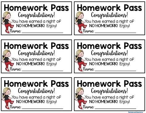 Get Out Of Homework Free Pass Printable Free Printable A Z