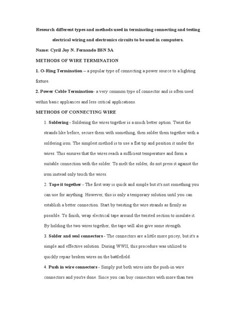 Terminating Connecting And Testing Electrical Wirings And Electronic Circuits Pdf