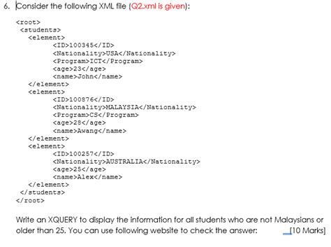 Solved Consider The Following XML File Q Xml Is Given Chegg Com