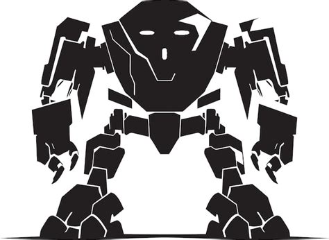 Nano Knight Combat Robot In Black Vector Design Mini Mech Tiny Combat