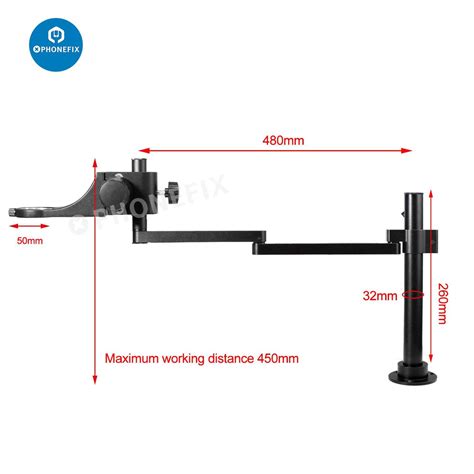 Rotatable Articulating Arm Microscope Arm Stand Bracket 50mm Holder