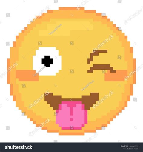 Pixel Art Winking Emoji Face Tongue Vector Có Sẵn Miễn Phí Bản Quyền
