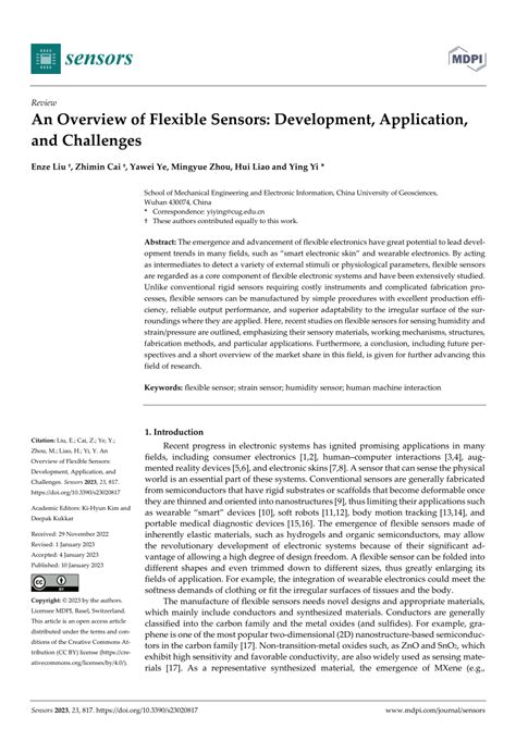 Pdf An Overview Of Flexible Sensors Development Application And Challenges