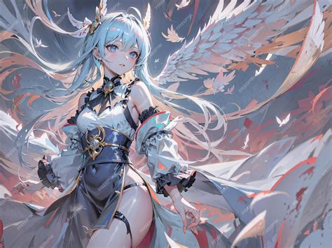 Premium Photo A Cartoon Of An Anime Girl With Wings And Wings