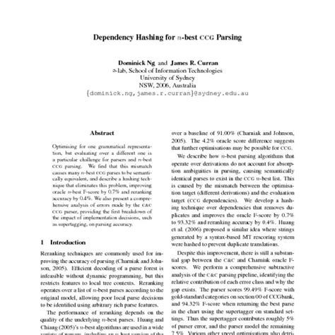 Dependency Hashing For N Best Ccg Parsing Acl Anthology