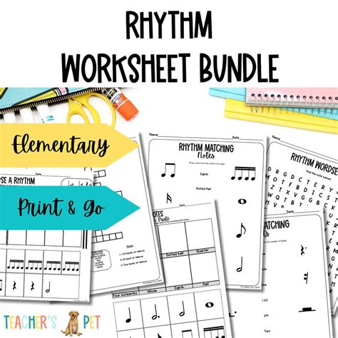 Elementary Music Rhythm Worksheets Print And Go Sub Plans Centers