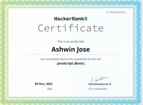 Ashwin Jose On Linkedin Hackerrank Javascript Happycoding Skills