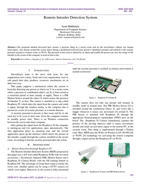 Remote Intruder Detection System Pdf Raspberry Pi Telecommunications
