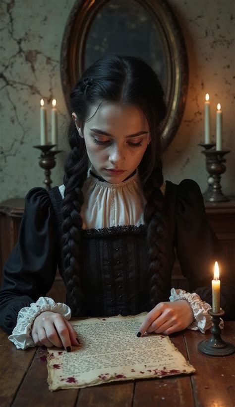 A Gothic Age Girl With Pale Skin Jet Black Braided Hair And Dark Eyes
