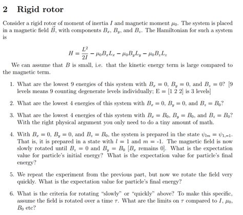Solved 2 Rigid Rotor Consider A Rigid Rotor Of Moment Of