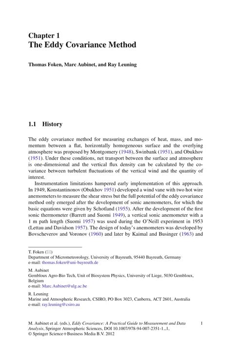 Pdf The Eddy Covarianced Method