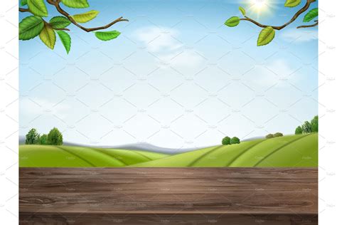 Natural Green Field Background Empty State Illustrations ~ Creative Market