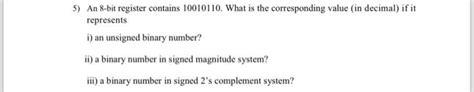 Solved 5 An 8 Bit Register Contains 10010110 What Is The