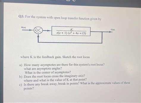 Solved Q3 For The System With Open Loop Transfer Function Chegg