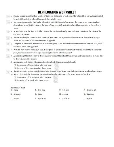 Appreciation And Depreciation Worksheet Live Worksheets Worksheets