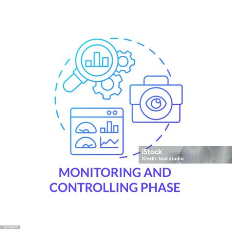 Monitoring And Controlling Phase Blue Gradient Concept Icon Stock Illustration Download Image