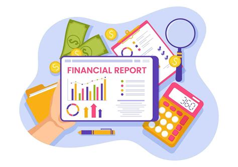 Financial Report Vector Illustration With Data Charts Graphs And Diagrams On Finance