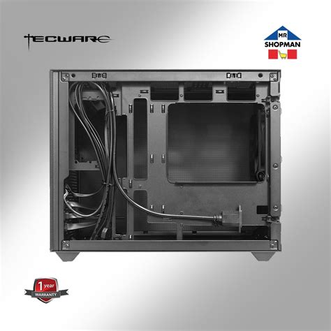 Tecware Fusion Hybrid SFF BLACK WHITE MATX ITX W Tempered Glass Option Chassis PC Case