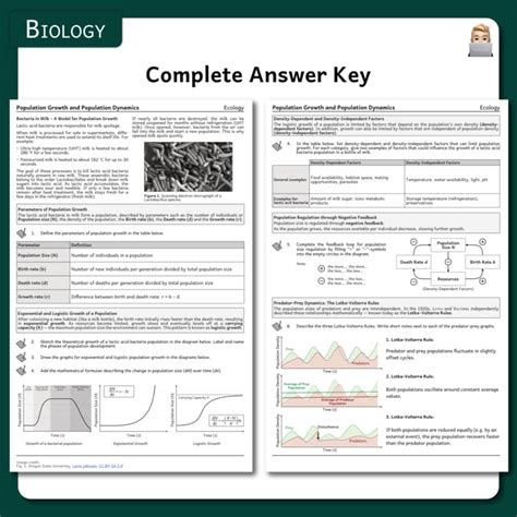 Population Growth And Dynamics Ecology Worksheet And Answer Key Tpt