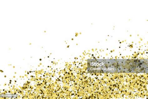 흰색에 고립 된 골드 반짝이 텍스처 황색 입자 색상 축하 배경 색종이의 황금 폭발 벡터 일러스트레이션 거친 필름 효과에 대한 스톡 벡터 아트 및 기타 이미지 Istock