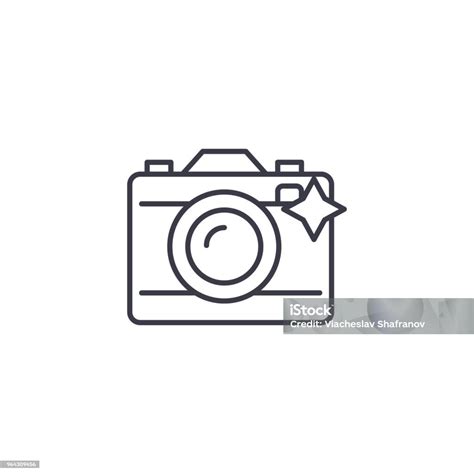 사진 카메라 선형 아이콘 개념입니다 사진 카메라 선 벡터 기호 상징 그림 개념에 대한 스톡 벡터 아트 및 기타 이미지 개념 검은색 겉창 Istock