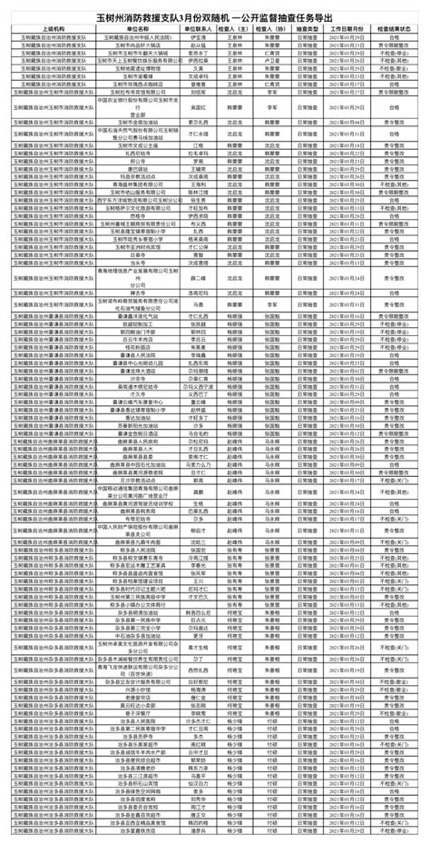 公示丨玉树州消防救援支队3月份双随机 一公开监督抽查任务结果公示 活动
