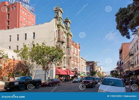Gaslamp Quarter Historic District Street In Downtown Of San Diego