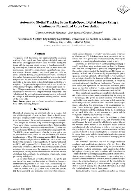 Pdf Automatic Glottal Tracking From High Speed Digital Images Using A