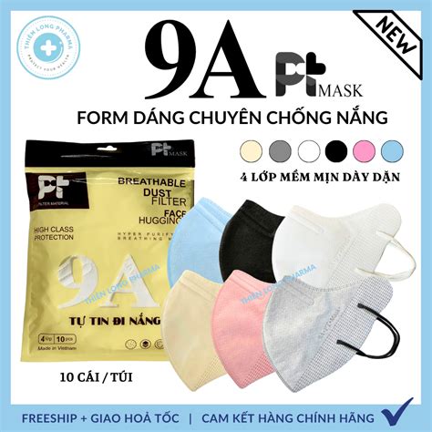 THÙNG 50 Cái Khẩu trang 9A PT siêu chống nắng thiết kế dày dặn kiểu dáng rộng rãi ôm trọn mặt