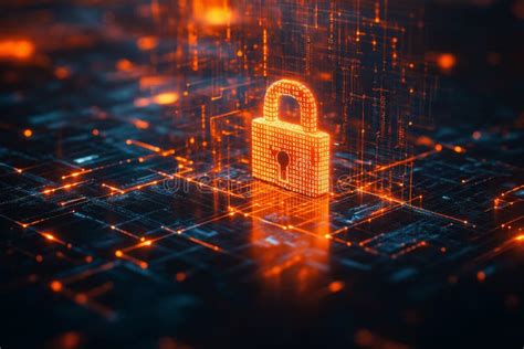 A Glowing Digital Lock Symbolizes Cybersecurity In A Futuristic Network Highlighting Data