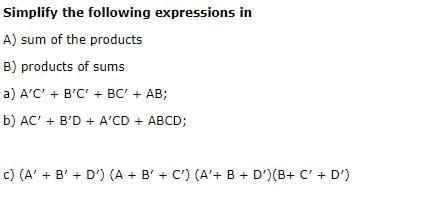 Solved Simplify The Following Expressions In A Sum Of The Chegg Com