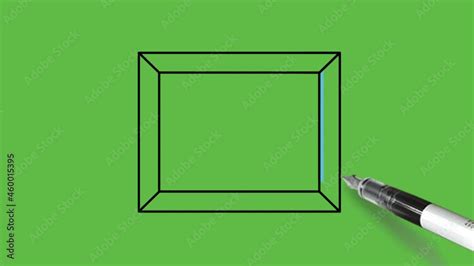 Sketch Small Rectangle Frame Design With Blue Border And Black Outline