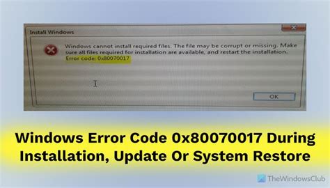 Error 0x80070017 During Installation Update System Restore