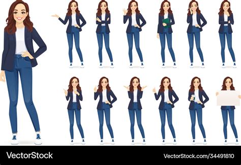 Casual Business Woman Character Set Royalty Free Vector