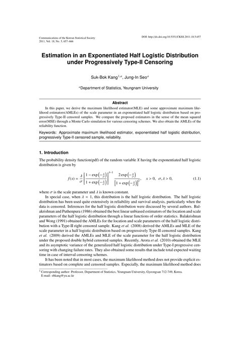 Pdf Estimation In An Exponentiated Half Logistic Distribution Under Progressively Type Ii