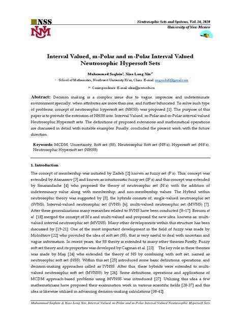 Interval Valued M Polar And M Polar Interval Valued Neutrosophic Hypersoft Sets Pdf