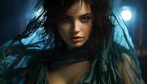 Premium Photo A Beautiful Woman Behind A Mysterious Translucent Veil