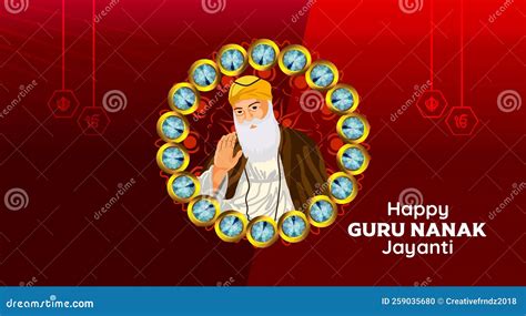 guru nanak jayanti guru purab and guru prakash of guru nanak dev ji greeting card stock vector