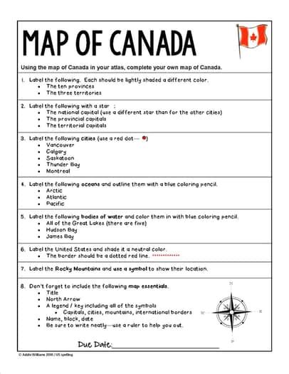 Canada Map Assignment Free By Addie Williams Tpt