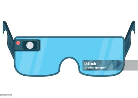 흰색 평면 벡터 일러스트에 고립 된 현대 기술 스마트 안경 하드웨어 가상 및 증강 현실 미래의 장치 원격 통신 가젯 3차원 형태에 대한 스톡 벡터 아트 및 기타 이미지