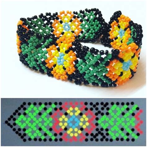 Huichol Beaded Bracelet Pattern Free Pattern For Beaded Flower Bracelet