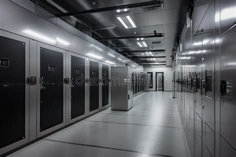 High Security Data Center With Hardened Exterior And Security System Stock Illustration