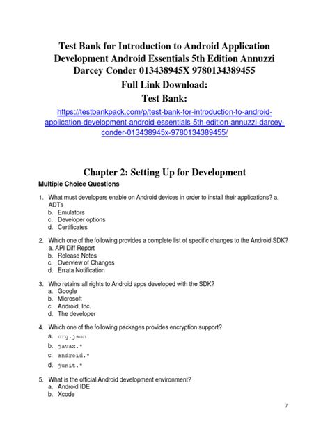 Test Bank For Introduction To Android Application Development Android Essentials 5th Edition