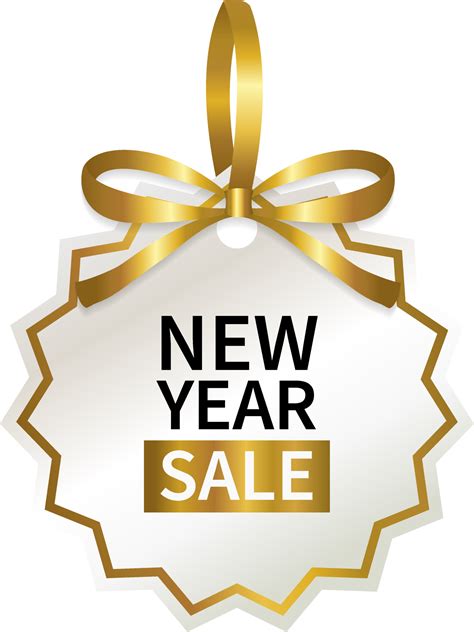Isolate New Year Sale Geometric Price Tag With Gold Ribbon 13928941 Png