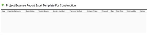 Comprehensive Construction Expense Planner Free Excel Template For