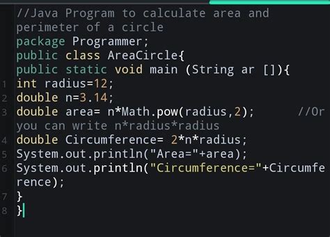 write a program in java to find area and circumference of a circle whenradius is 12 cm also